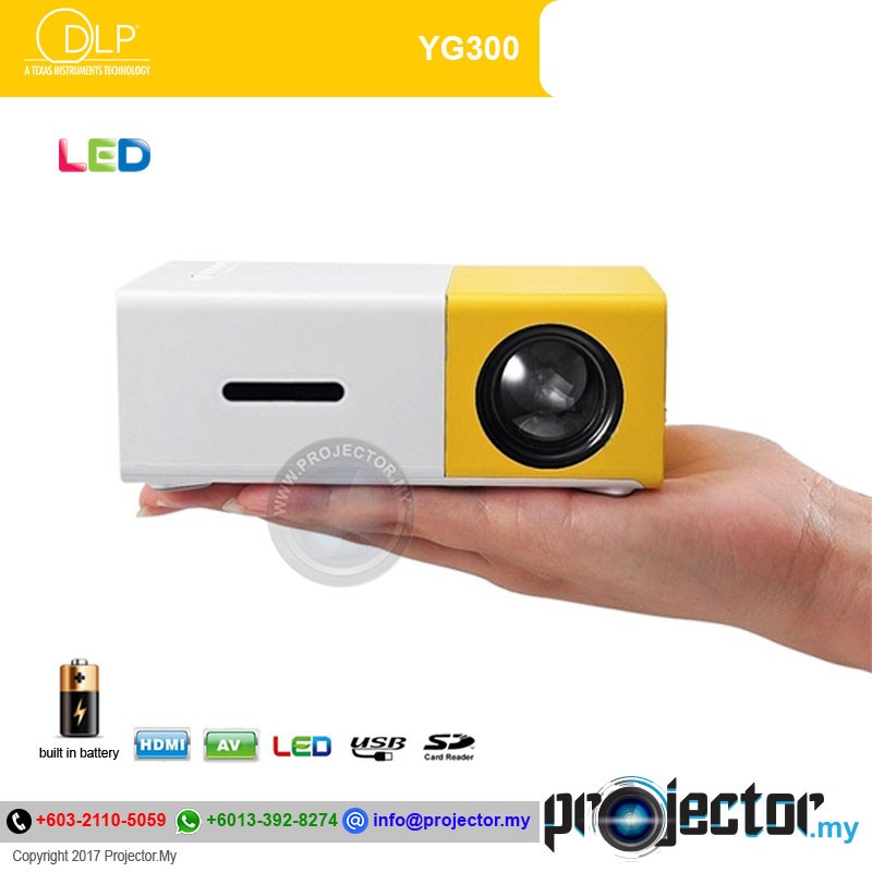 YG300 Ultra Portable Mini Projector (With Built In Battery)